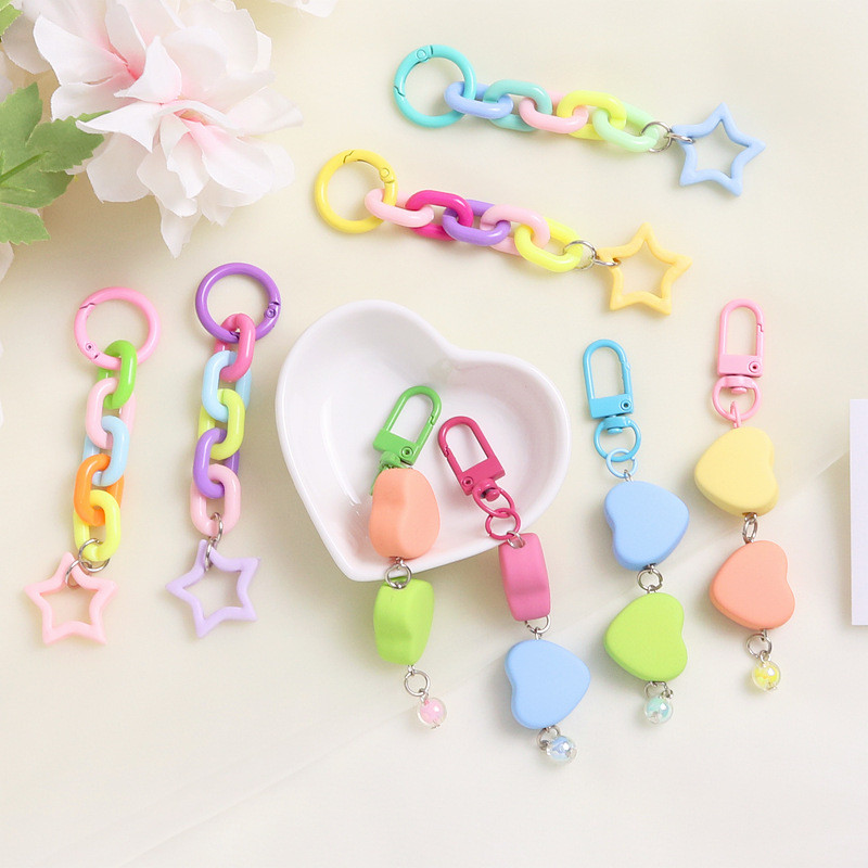 Colored Dopamine Star Heart Mixed Color Acrylic Chain Keychain Bag ...