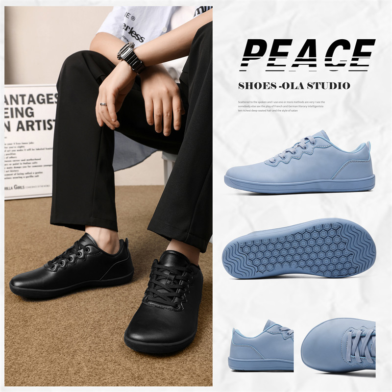 Mens Leather Barefoot Shoes Unisex Plus Size 36-47 48 Casual Sneakers ...