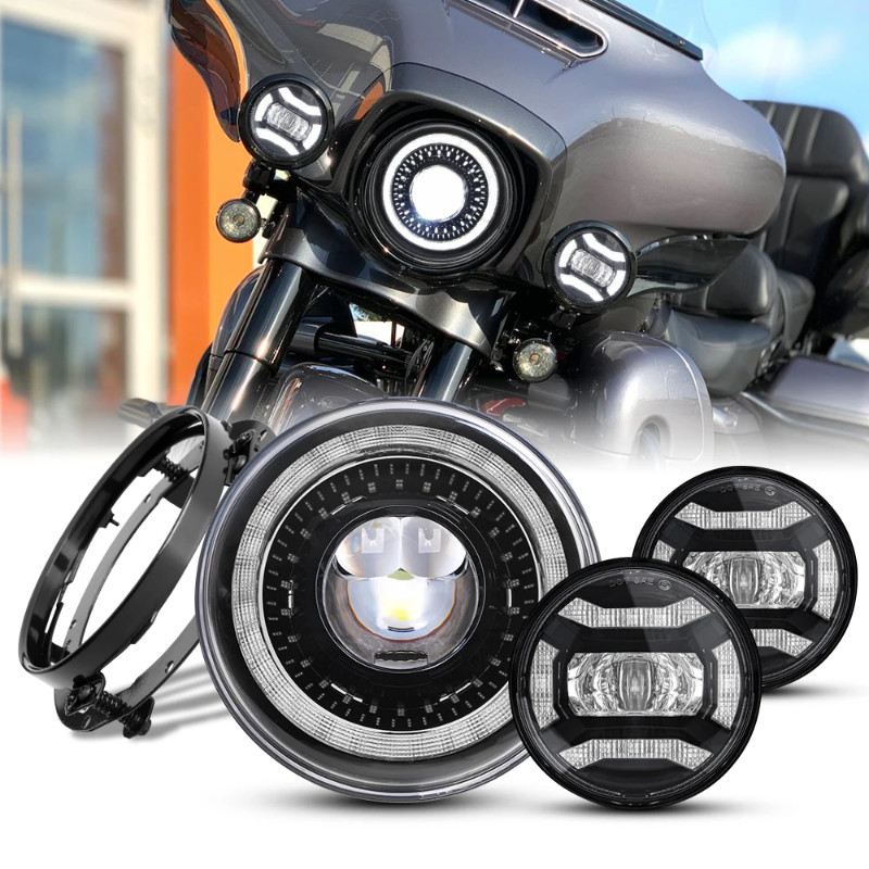 7"Inch Led Headlight + 4.5 Inch Passing Fog Lights +Mounting Bracket ...