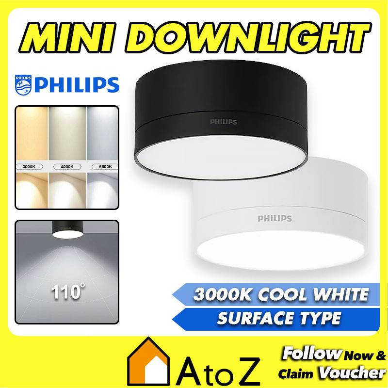 PHILIPS Mini Surface Downlight 5W Cool White (3000K) Lampu Led Siling ...