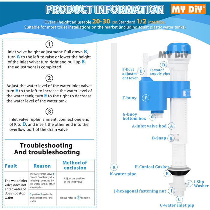 MYDIYHOMEDEPOT - TOILET CISTERN BOTTOM ENTRY INLET FLUSH VALVE BOTTOM ...