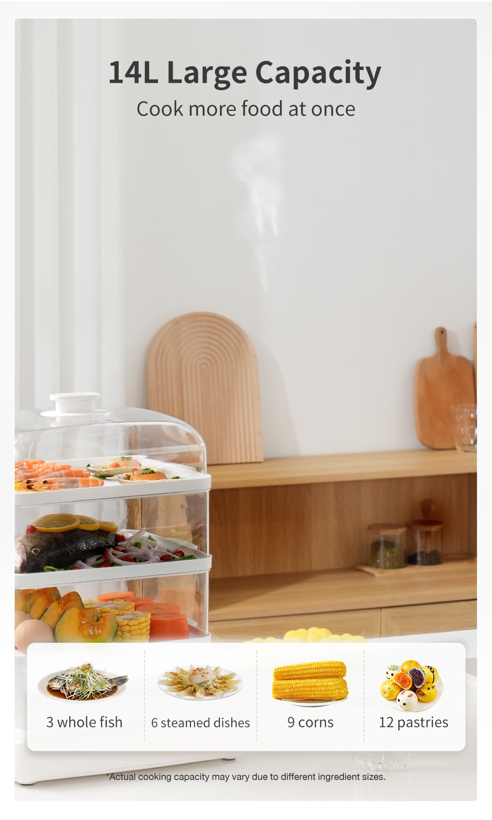 Simplus Electric Food Steamer | 3-Tier 14L Capacity | 1200W High Power ...