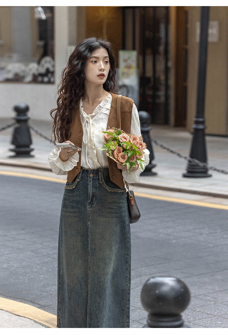 2024 gaya baru rompi retro wanita musim bunga dan musim gugur gaya baru ...