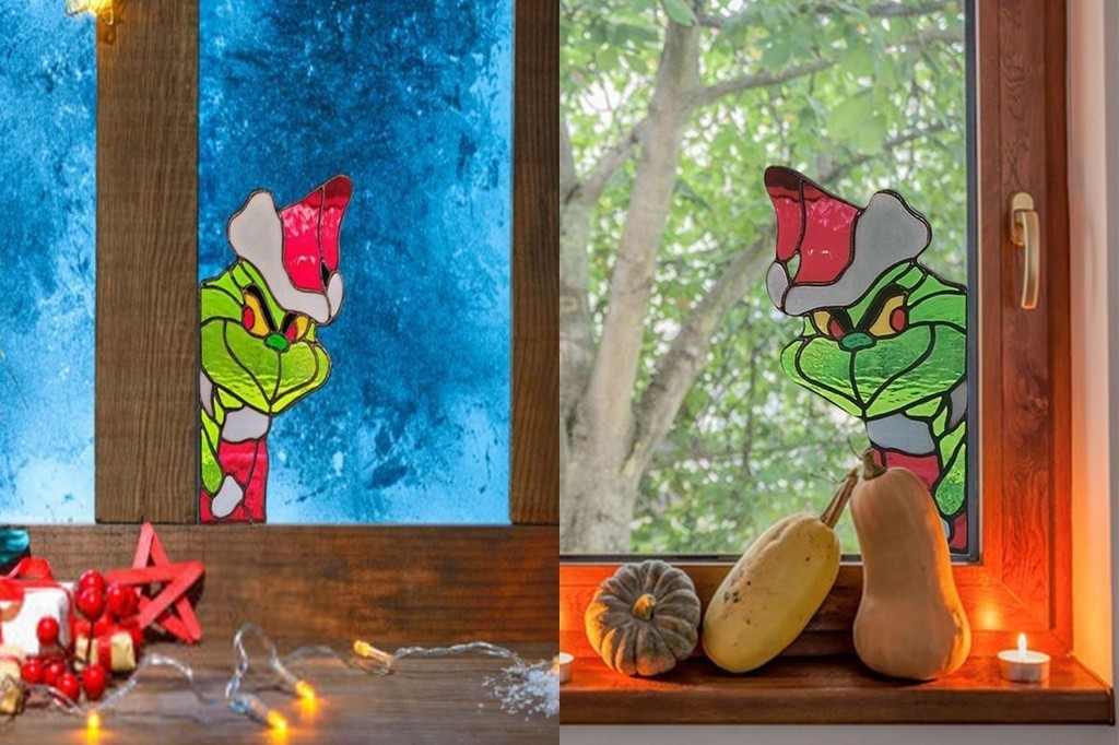 soulmate| Green Elf Window Decor Acrylic Window Corner Decor Christmas ...