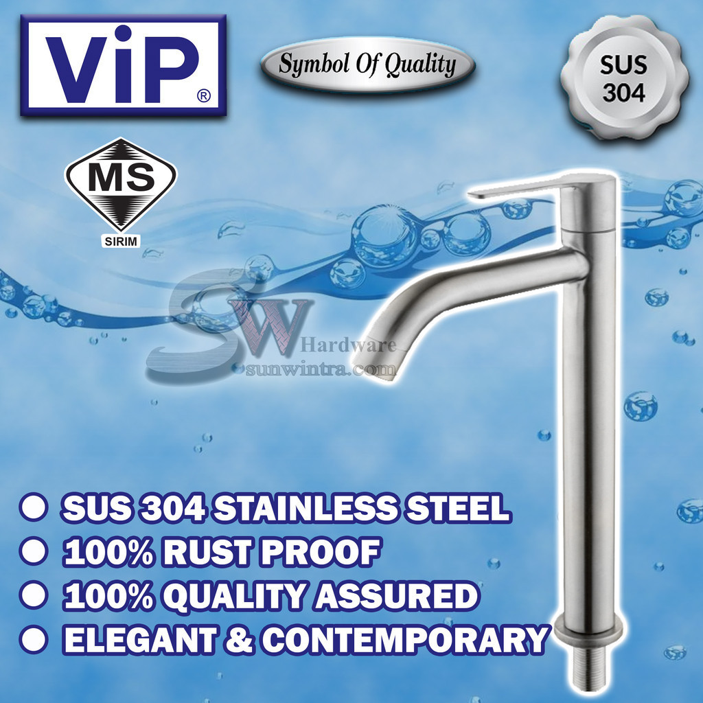 VIP SUS304 STAINLESS STEEL WASH BASIN PILLAR TAP #SS-1218 SS1218 BASIN ...