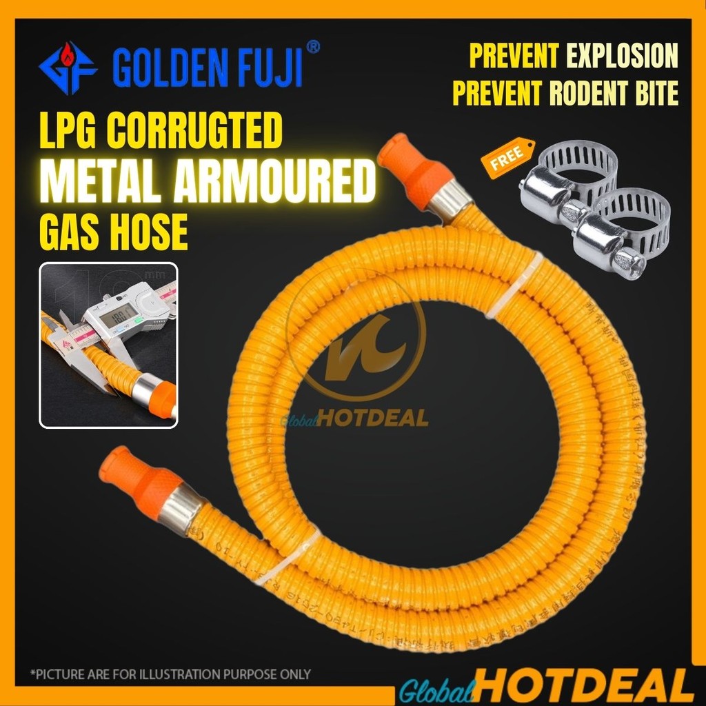 GOLDEN FUJI 1.5 MTR HEAVY DUTY LPG Corrugted Metal Armoured PVC Gas ...