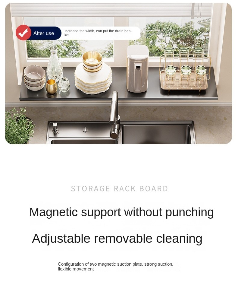 Window Sill Extension Board Kitchen Storage Perforation-Free Magnetic ...