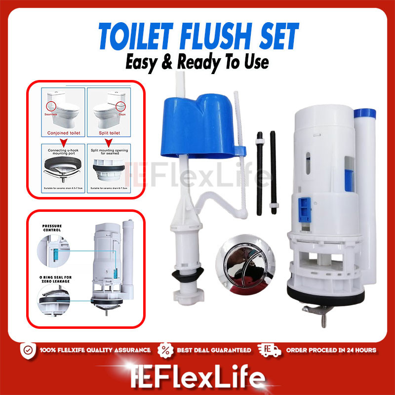 Flush Toilet Flush Set Pam Tandas Flush Duduk Toilet Flush Valve 馬桶水箱配件 ...
