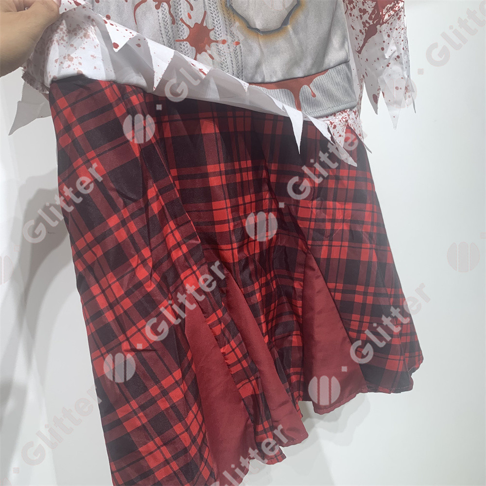 Zombie School Girl Costume for Kids Girl Bloody Zombie Student Uniform ...
