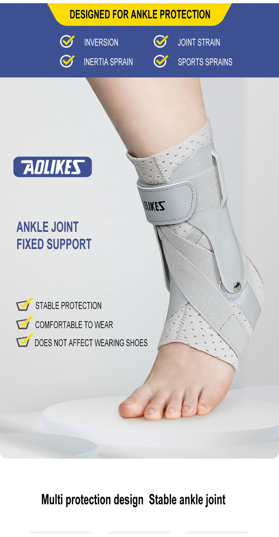 AOLIKES 1PCS Ankle Sprained Support Brace Ankle Splint Stabilizer Protect for Sprained Ankle ...