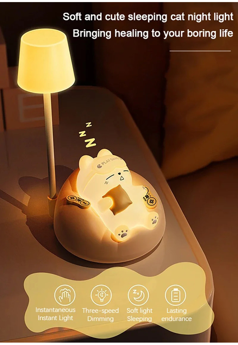 LED Night Lamp Cartoon Cute Animal Bear Pig Cat Dog Lamp USB Recharge ...