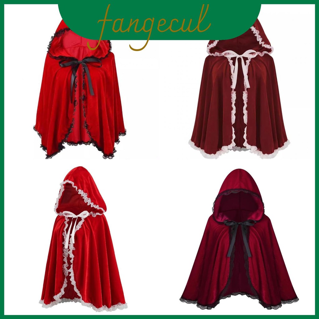 Hooded Short Beautiful Cape In Red And White Lace For Women Offering ...