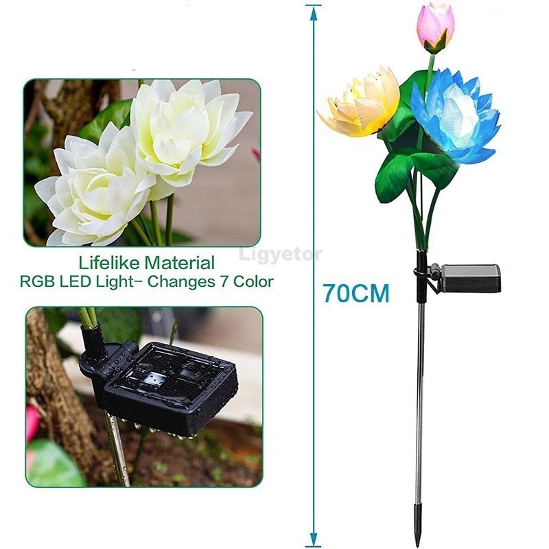 Solar Lotus Flower Lights Outdoor Waterproof Solar Decorative Lighting ...