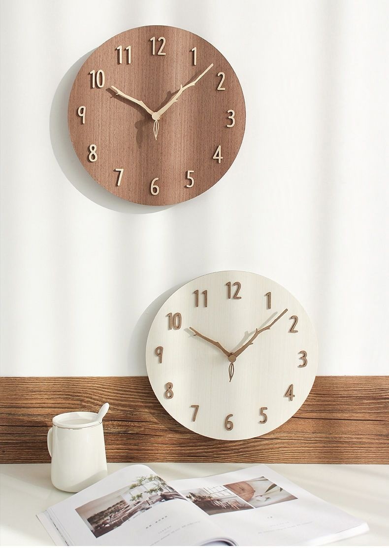 Solid Wood Wall Hanging Double-Sided Wall Clock Living Room Decoration ...