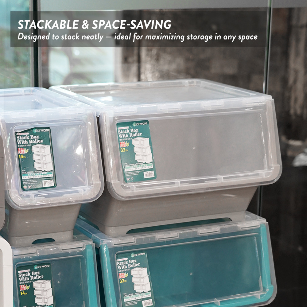 Elianware 32Ltr Stackable Storage Box Drawer Cabinet with Roller (1Pc ...