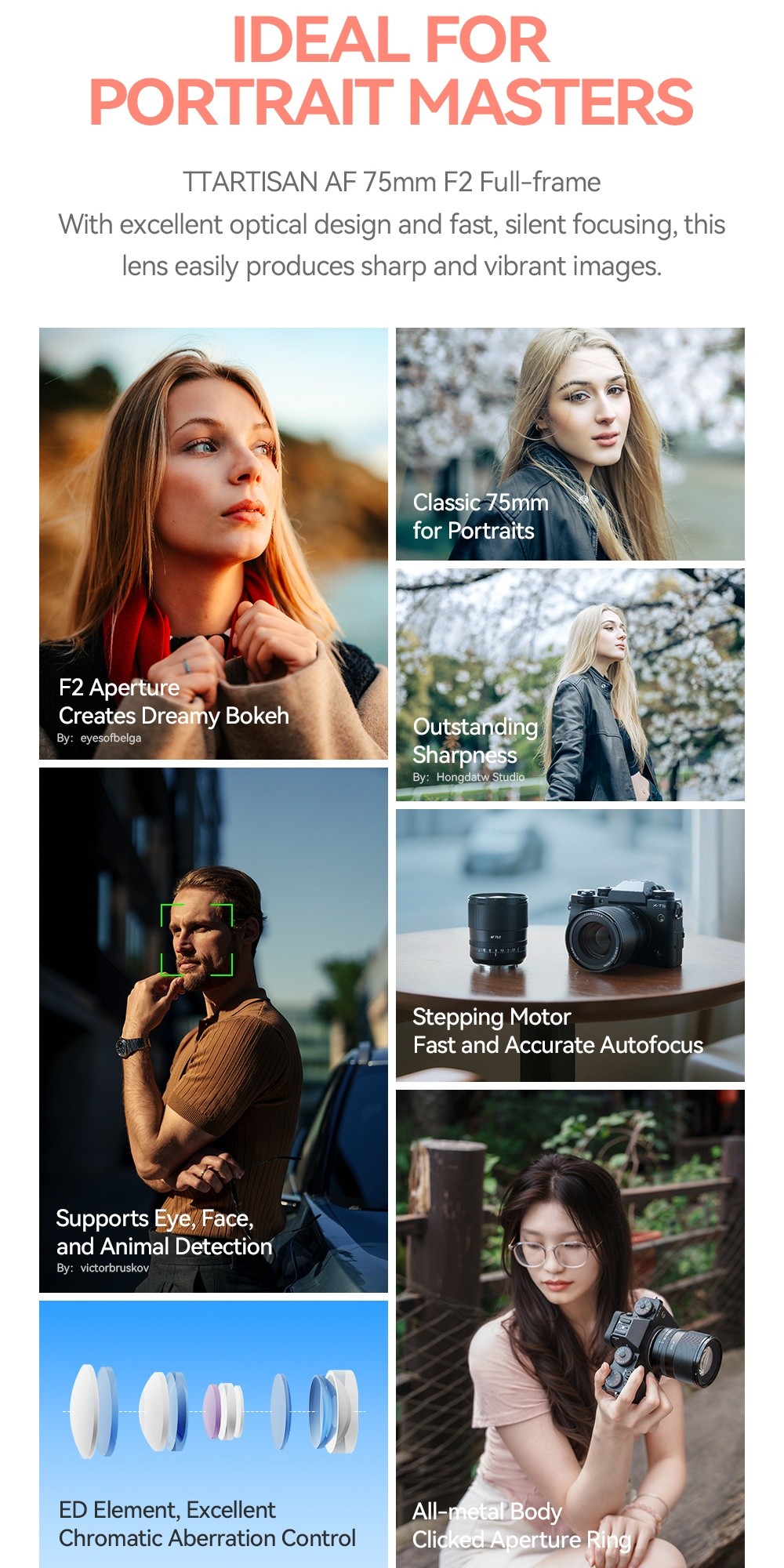TTArtisan AF 75mm F2 Full Frame Autofocus Lens for Portrait Photography For Fujifilnm XF XT5 XM5 ...