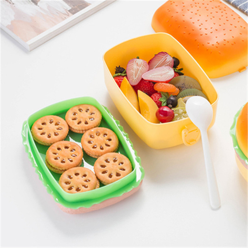 Creative Hamburger Shaped Lunch Box Cute Double Layer Bento Boxes for ...