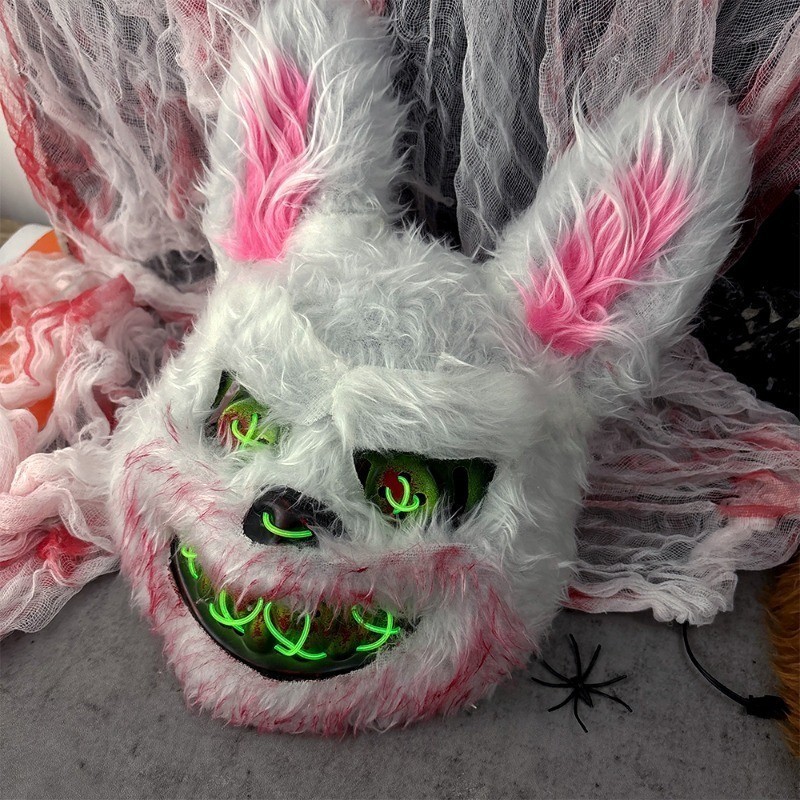 [ Featured ] Halloween Plush Rabbit Mask - Realistic Bloody Rabbit Bear ...