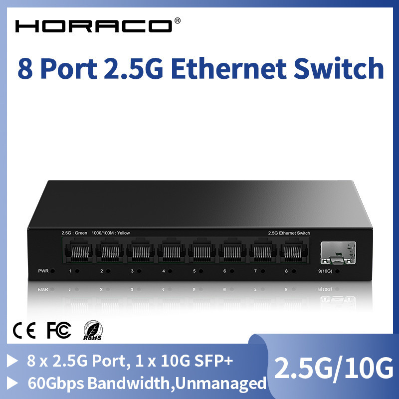 HORACO 2.5GbE Unmanaged Ethernet Switch 8 Port 2.5GBASE-T Network ...
