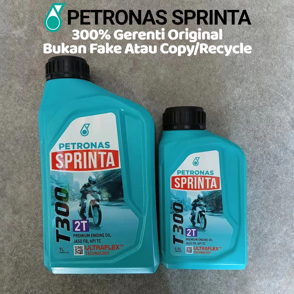1L / 0.5L PETRONAS SPRINTA T300 2T 300% GERENTI ORIGINAL PREMIUM MINERAL ENGINE OIL MINYAK HITAM ...