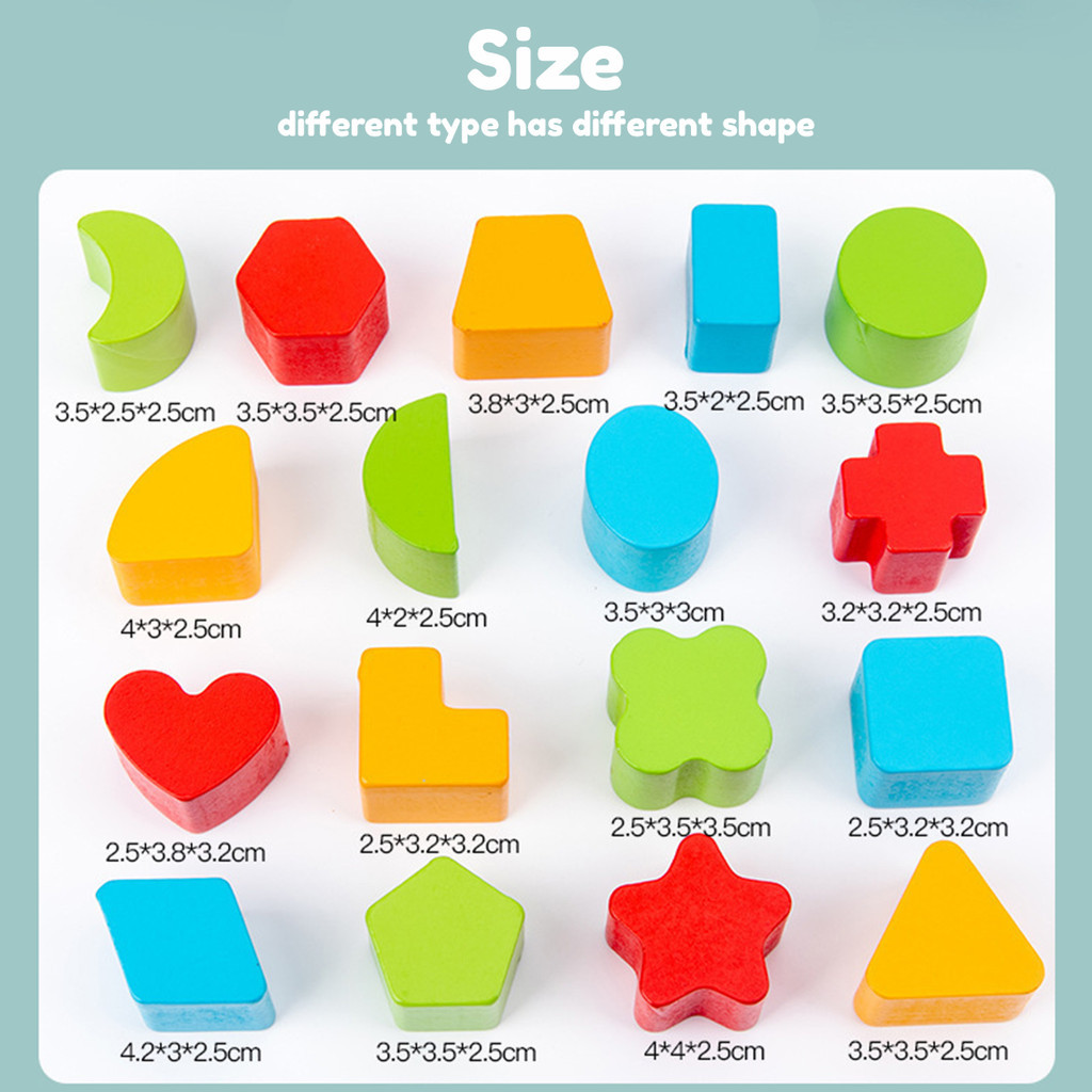 Realeos Kids Baby Wooden Toy Stacking Activity Cube Blocks Shape Color ...