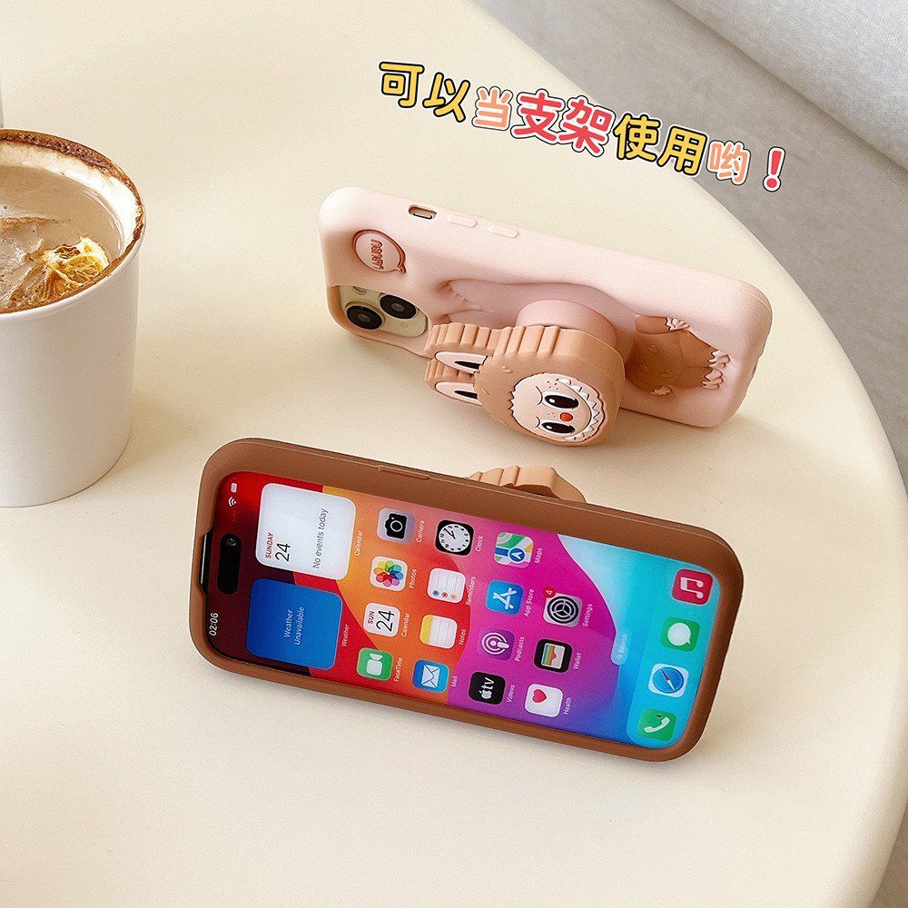 Cute 3D Cartoon Labubu Monsters Case for iPhone 16 15 14 13 12 11 Pro 7 ...