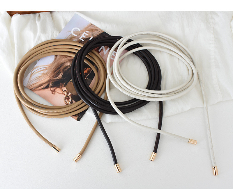 New soft leather rope belt women's knotted decorative waist rope long ...