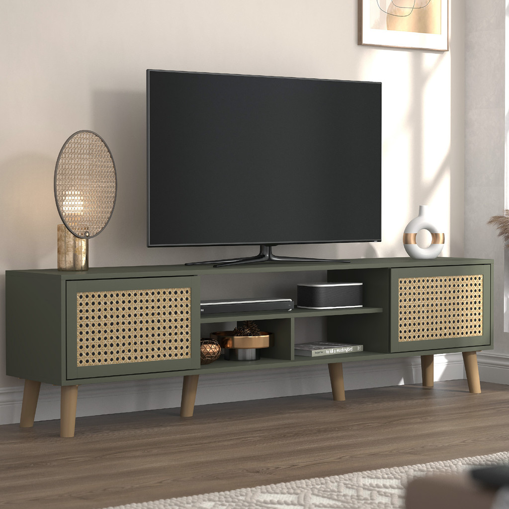 Synergy House Wide TV Cabinet Millers Muji With Rattan Effect (6ft ...