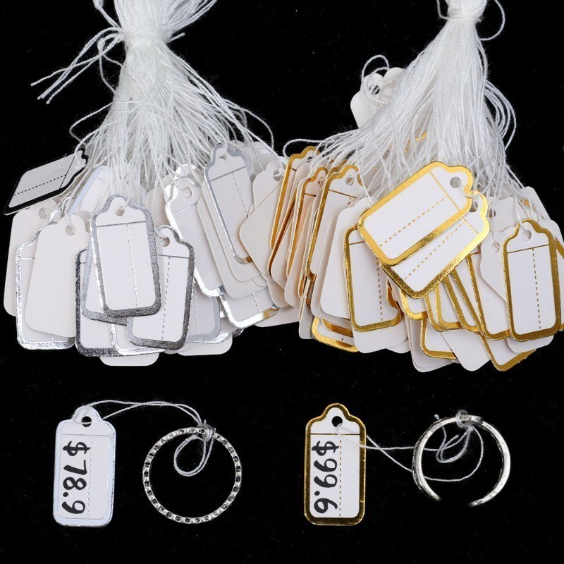 100Pcs Diy Tie String Jewelry Display Label - Business Cards - Gold ...