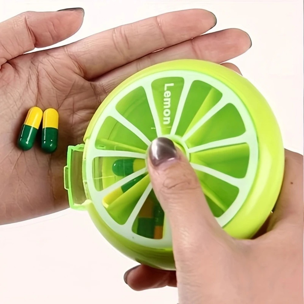 Portable 7 Days Round Rotating Fruit Push-button Medicine Box Pill ...