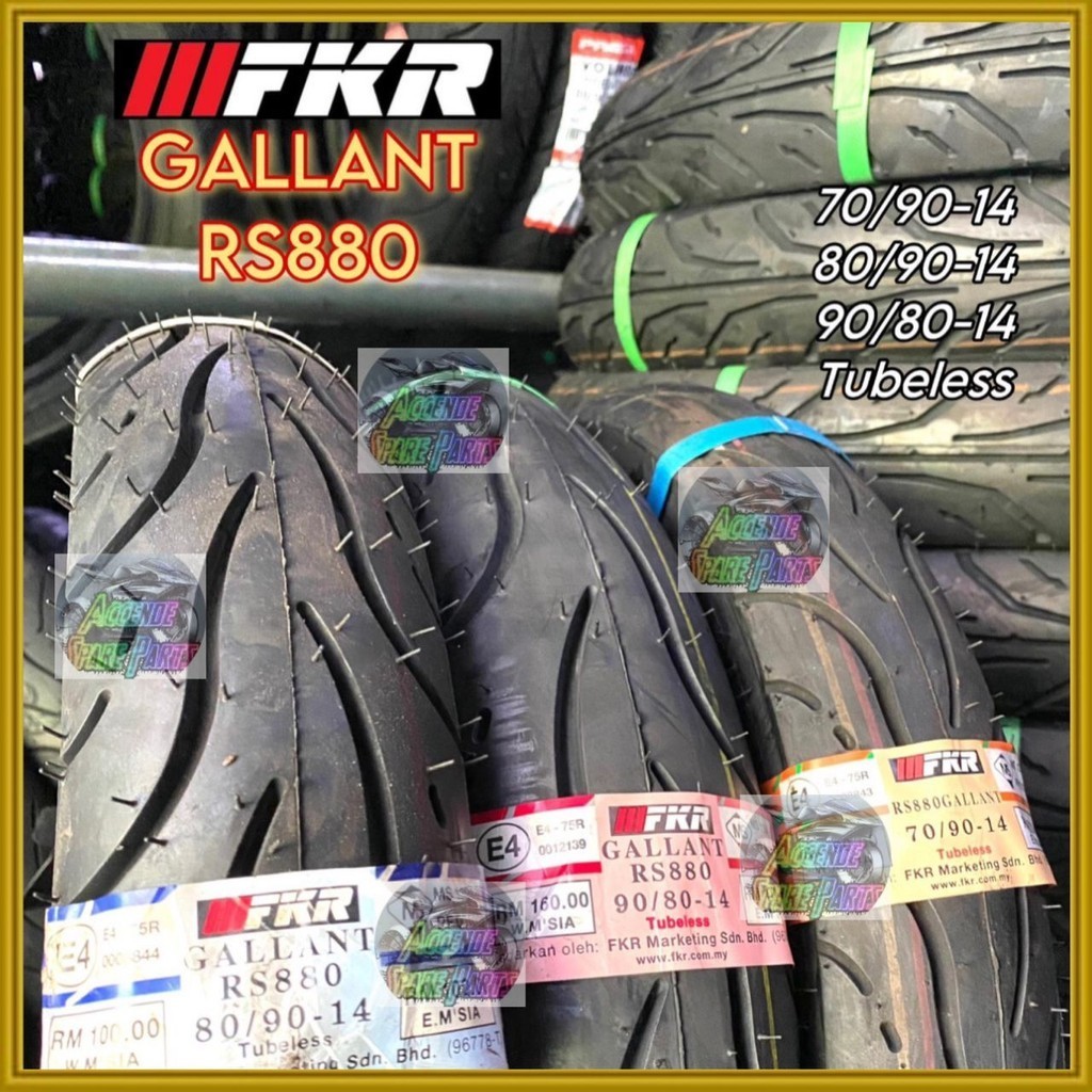 70/90-14 80/90-14 90/80-14 FKR RS880 TL Tubeless Tayar | Shopee Malaysia