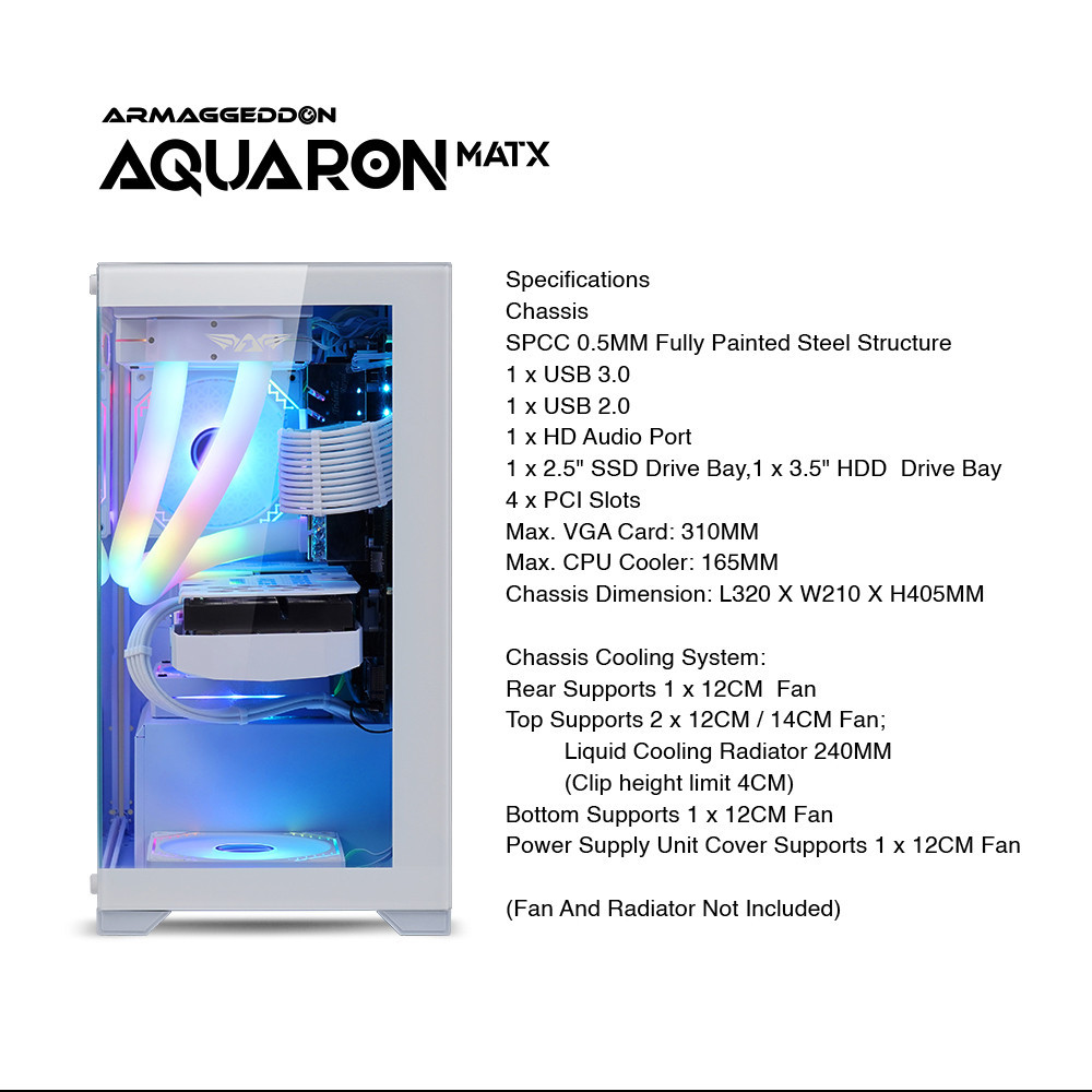 Armaggeddon Aquaron MATX Transparent view Gaming Casing Chassic PC Case ...