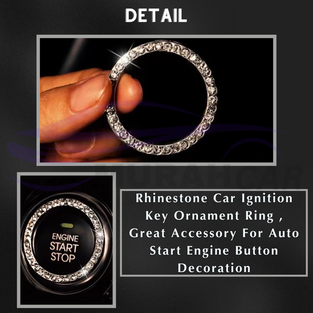 Car Start Stop Button/Push Start Key Decoration Ring crystal diamond ...