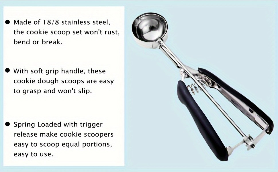 1/3-Piece Stainless Steel Cookie Scoop Set With Non-Slip Rubber Baking ...
