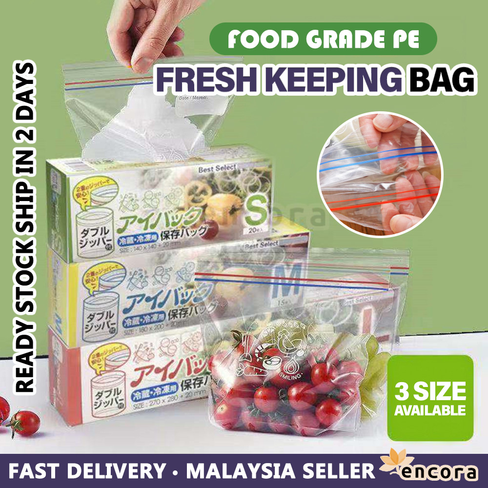 Encora Transparent Zip Lock Fresh Keeping Bag Seal Food Storage Plastic ...