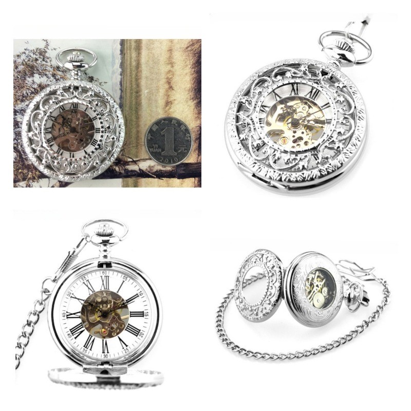 Pocket watch new openwork carved flip mechanical pocket watch retro ...