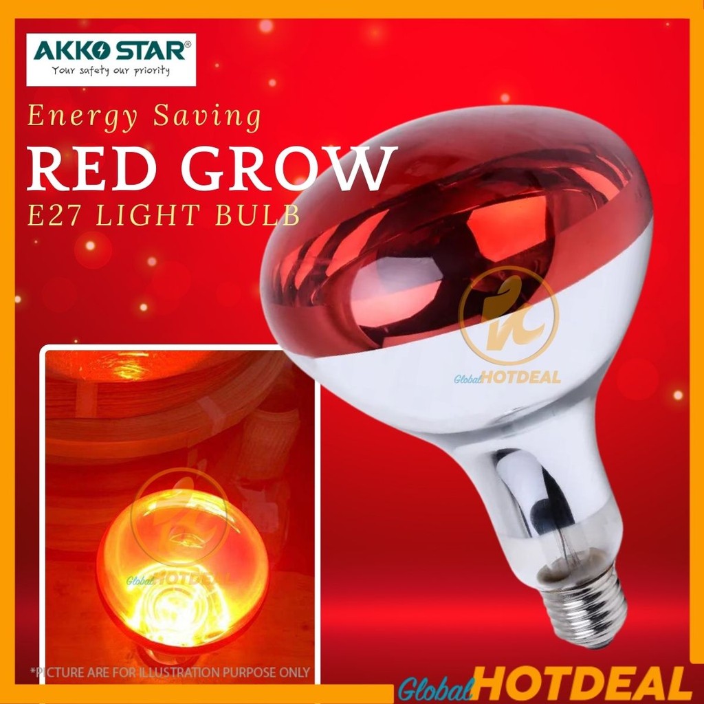 AKKO STAR E27 Red Grow Light Bulb 275W for Growing Flowers Orchids ...