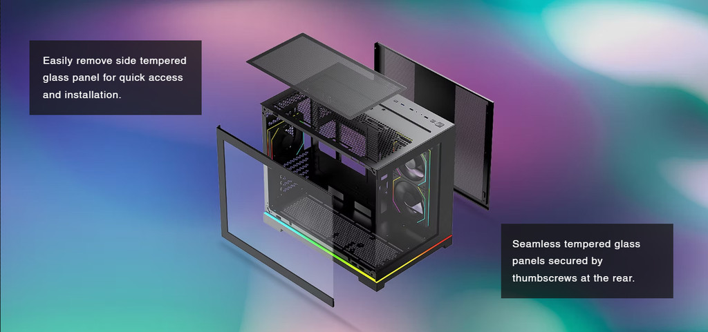 TECWARE VXN GLOW M TG MATX PC CASE WITH 3 ARGB FANS - BLACK | Shopee ...