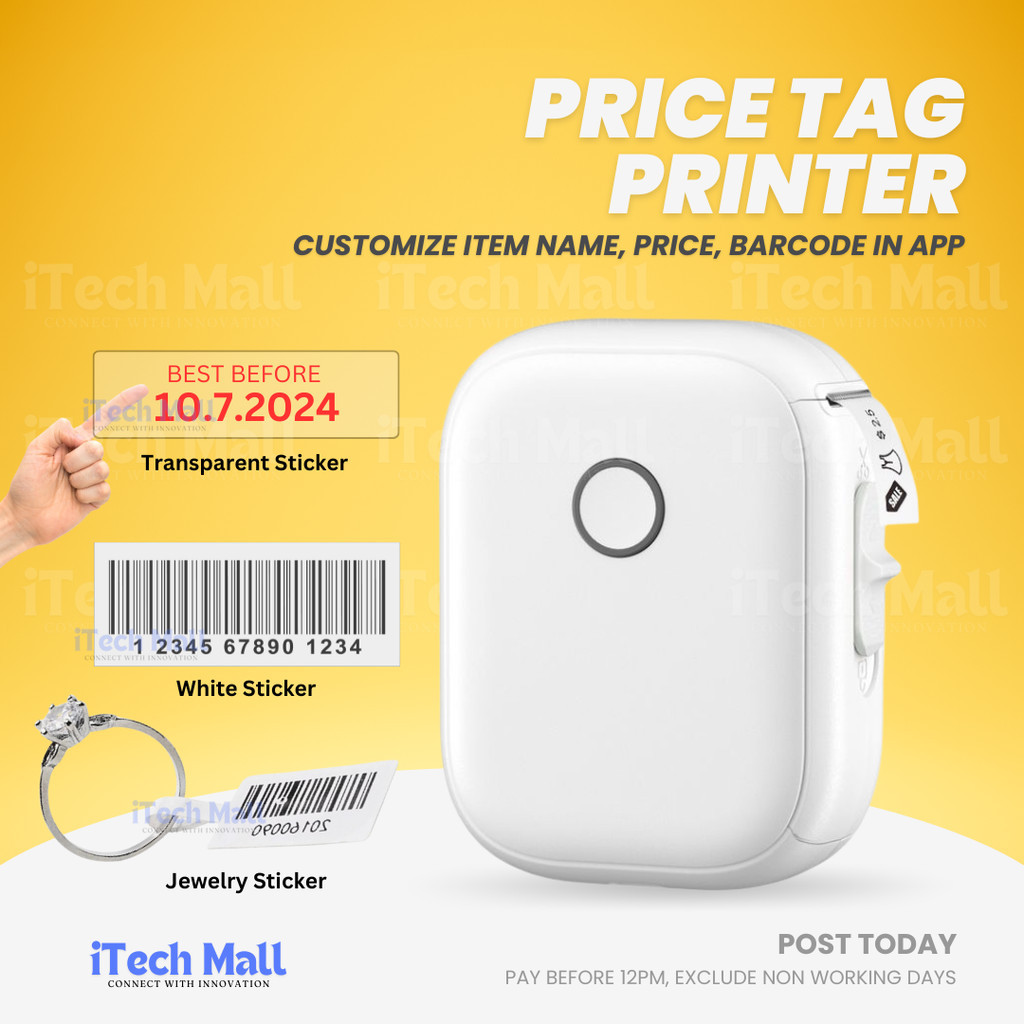 Inkless Price Tag Printer Barcode Machine Barcode Sticker Maker Tanda ...