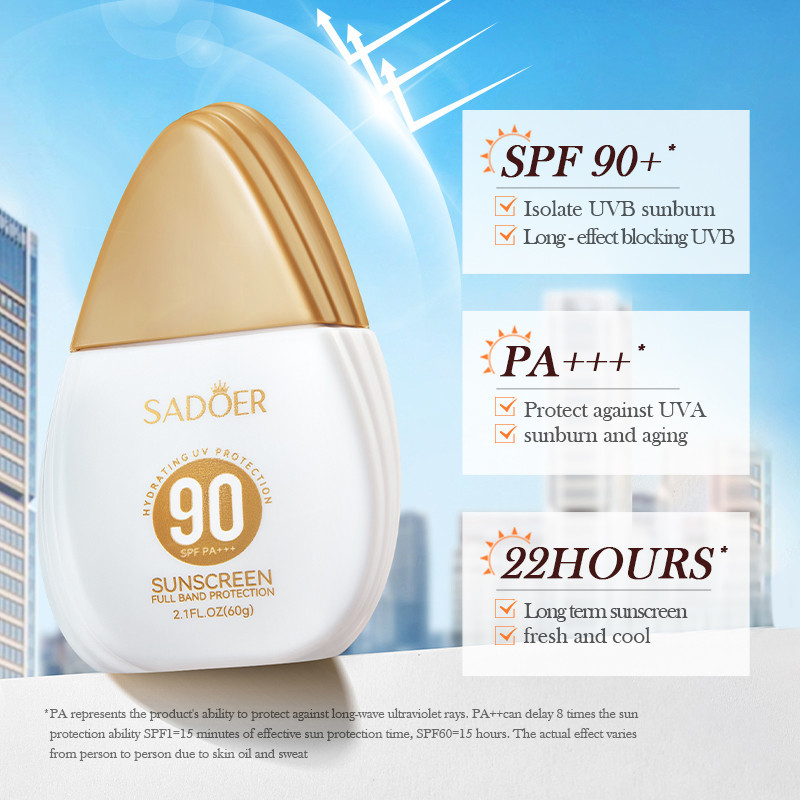ROREC SADOER SPF90+ PA+++ Water Permeable Sunscreen Highly Durable Whitening UVA UVB UV Sunblock ...