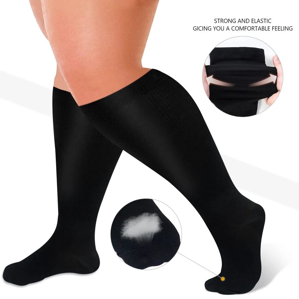 Plus Size Compression Socks Solid Color Women Men Sports Running Yoga ...
