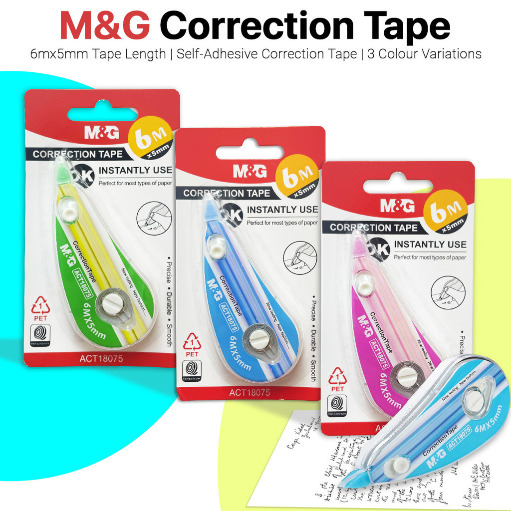 M&G 6m x 5mm M&G Correction Tape Liquid Paper ACT18075 - (Card) Fast ...