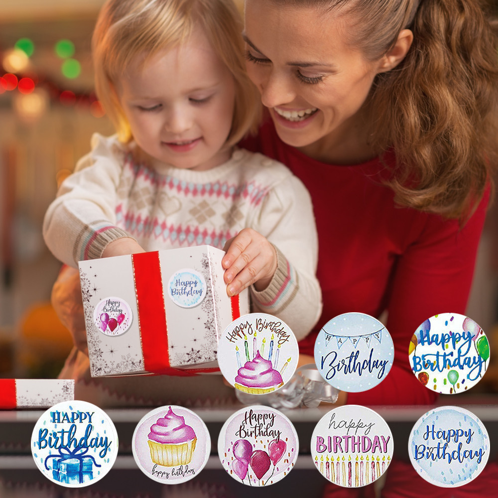 500 Stickers/Roll Happy Birthday Paper Sticker - Cute Birthday Gift ...