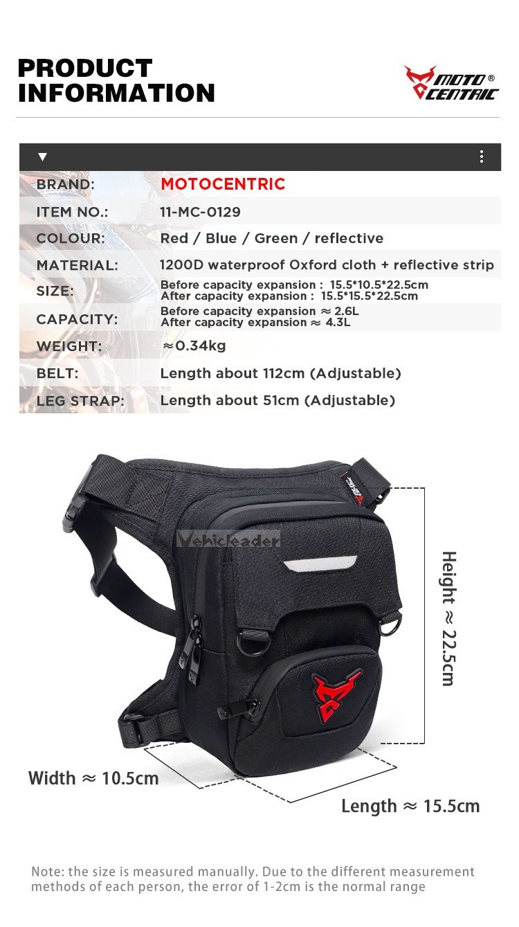 Motorcycle Drop Leg Side Bag Waterproof Outdoor Casual Waist Bags Hard ...