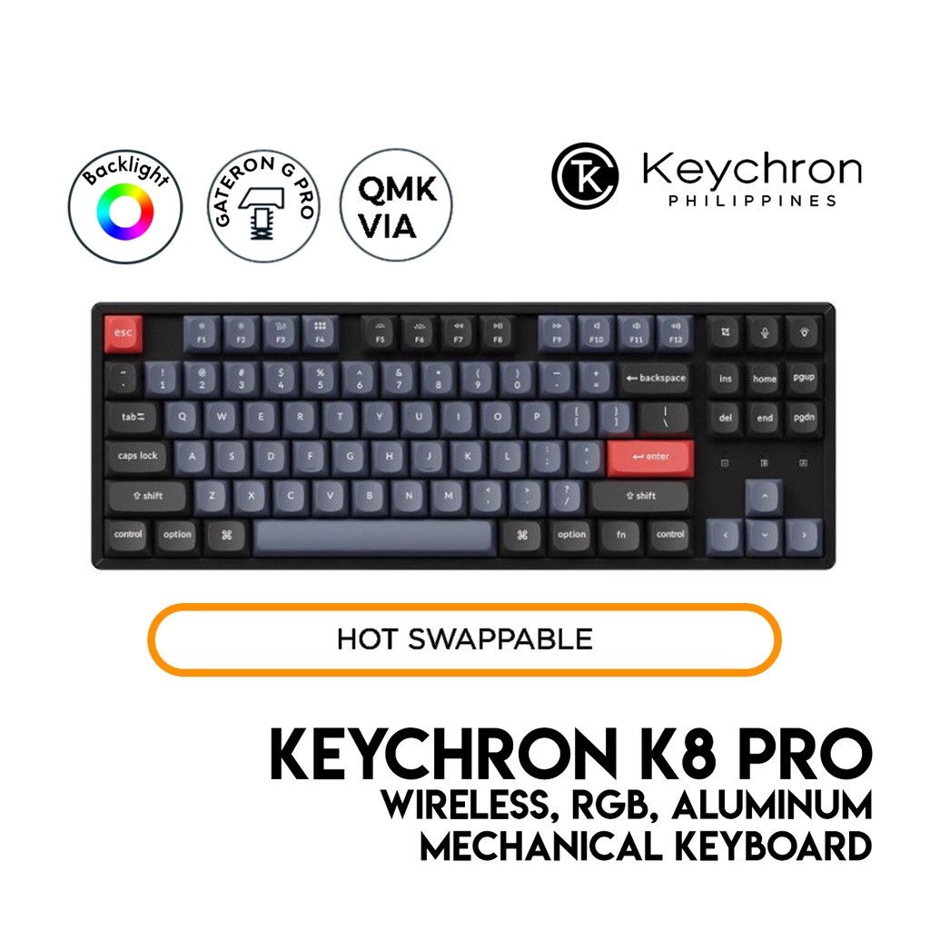 Keychron K8 Pro QMK Mechanical Keyboard, TKL, Wired/Bluetooth, RGB ...