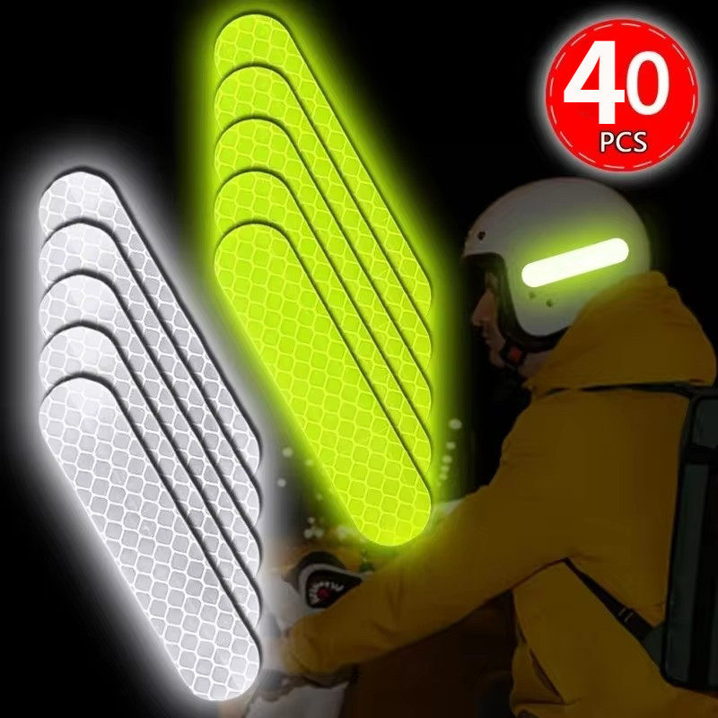 40/10pcs Helmet Warning Reflective Stickers - Bicycle Motorcycle Car ...