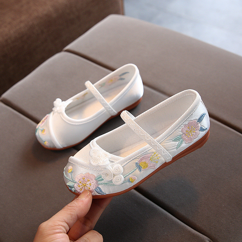 Chinese Style Ruber Shoes for Kids Girl with Traditional Floral ...