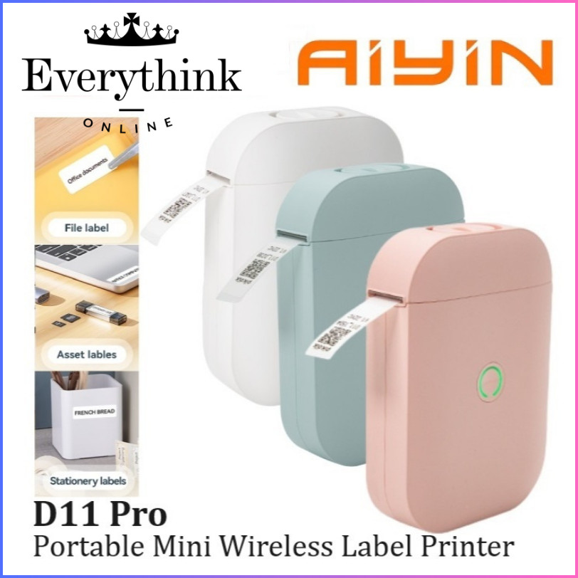 AIYIN D11 PRO PORTABLE MINI THERMAL LABEL PRINTER LABEL MAKER STICKER ...