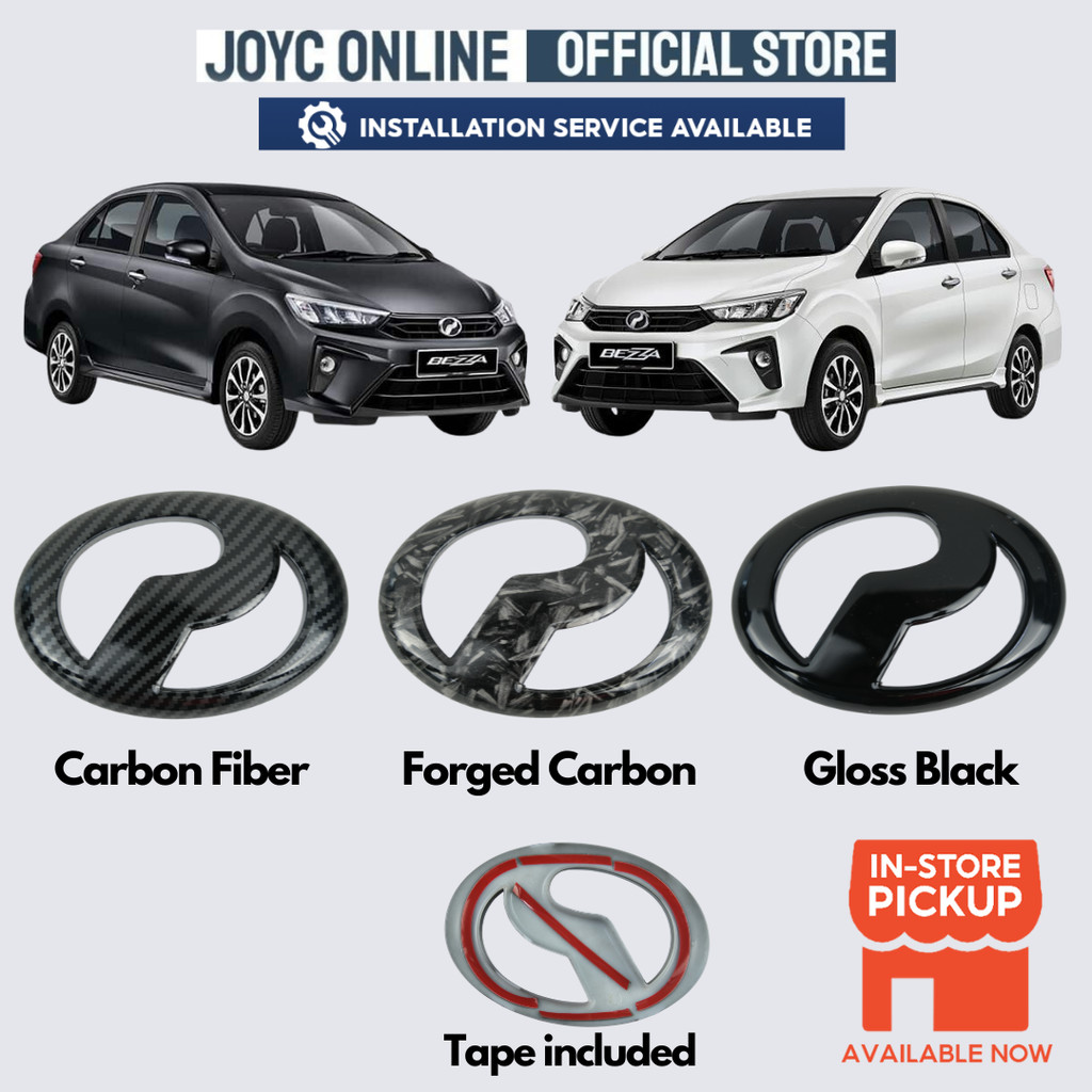 JOYC Perodua Bezza 2016 - 2024 carbon fiber glossy black forged logo ...