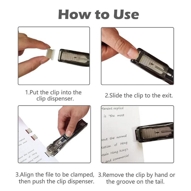 CTD Transparent Reusable Clip Push Clamp Staple-free Stapler Push ...